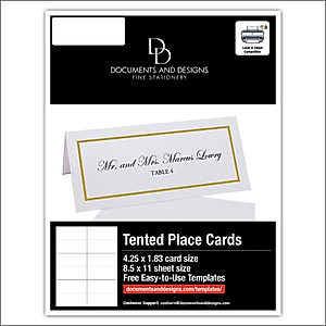 Single Line Border Printable Place Cards, Gold (Choose Color), Set of 60 (10 Sheets), Laser & Inkjet Printers - Wedding, Party, Dinner, and Special Events - Made in the USA