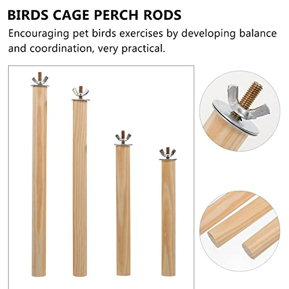 Mipcase Pet Birds Standing Bar 4PCS Parrot Standing Bird Perch Bird perches Parrot Perch Sticks Sturdy Bird Parrot Standing Sticks