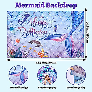 Freechase Mermaid Theme Birthday Decorations - Mermaid Party Decorations Supplies Include Mermaid Balloons Garland Kit, Mermaid Birthday Backdrop, Tablecloth, Mermaid Decorations for Birthday Party