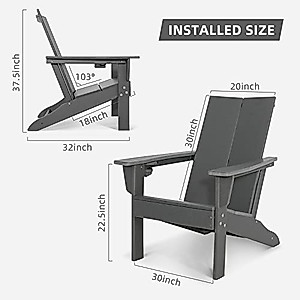 INTOBOO Modern Curveback Adirondack Chair, Elegant Double Plate Design Lounge Chairs, Recycable HDPE Chairs for Outdoor Patio Pool