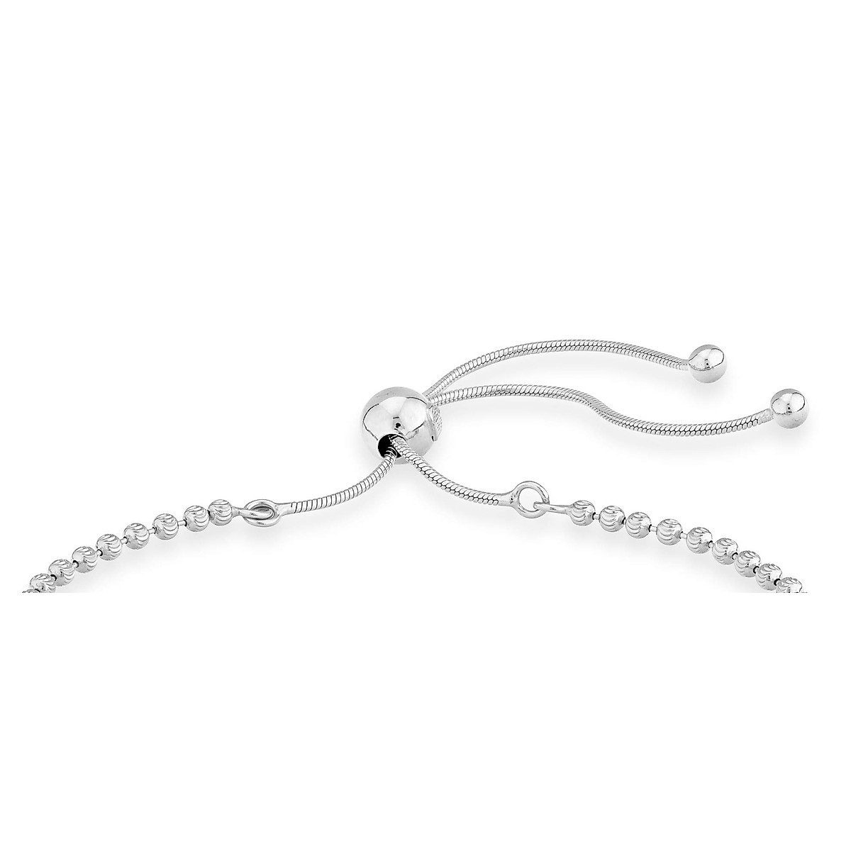 Miabella 925 Sterling Silver or 18Kt Yellow Gold Over Silver Infinity Adjustable Bolo Beaded Ball Chain Bracelet for Women, Made in Italy (Sterling Silver)