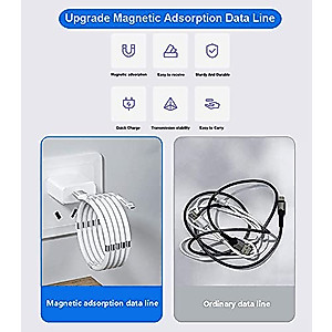 JJKKZVZ 2Pack Upgraded Type-C Magnetic Charging Cable, Retractable USB C Type Data Transfer Cable, Coiled Type C Cable 3 FT with Soft Protective Tube for All USB Type C Charger Phones, Tablets