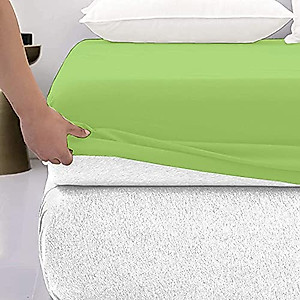 Crown Collection Premium Quality 600-Thread-Count 100% Egyptian Cotton 1 Piece Fitted Sheet with 12" Deep Pocket Full Size Damask Solid (Sage)