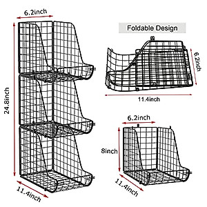 X-cosrack Standing Stackable Can Dispenser Storage Organizer Bins-3 Pack, Metal Wire Basket Beverage Pop Soda Rack Stand Kitchen Pantry Countertop Cabinets,Stacking Canned Food Holder-Patent Pending