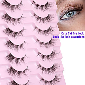 Bottom Lashes Natural False Eyelashes Wispy Lower Mink Lashes Natural Look Clear Band Under Fake Eyelashes Extension DIY Cosplay Eye Lashes Pack 6mm Soft Light Reusable Lash Strip 7 Pairs
