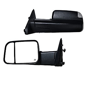 AERDM New towing mirror Black Housing with Temperature sensor fit 2009-2015 Ram 1500, 2010-2015 Ram 2500 3500 Towing Mirrors with Turn Signal, Puddle Lights
