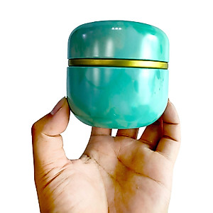 Topwon Body Powder Container with Powder Puff for Baby Women Talc Free Dusting Loose Powder Case Home Travel Powder Box (Green)