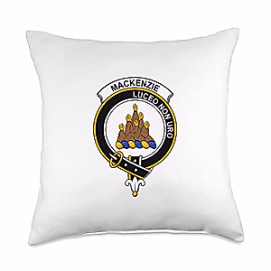 Family Crest and Coat of Arms clothes and gifts Mackenzie Coat of Arms-Family Crest Throw Pillow, 18x18, Multicolor