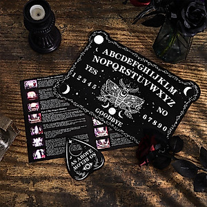 Pendulum Dowsing Divination Board Set Black Wooden Talking Board with Planchette Accessories for Teens Adults Birthday Party and Family Gatherings Games Supplies (Moth Style)