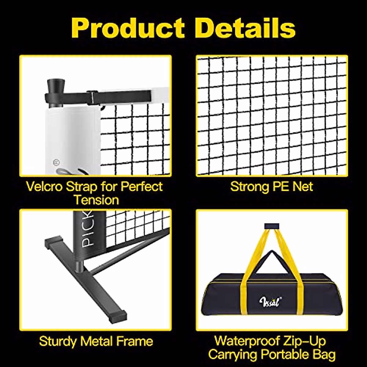 Pickleball Nets Portable Outdoor 22FT Regulation Size Pickleball Set with Net for Driveway Indoor Backyard (1 Net, 4 Paddles, 4 Balls, 1 Carrying Bag)