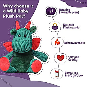 WILD BABY Dragon Weighted Stuffed Animals - Microwavable Animals with Lavender, 10 inch Heatable Plush for Kids - Soft, Cuddly, Warming Stuffed Animal for Baby - Gift Box Ready