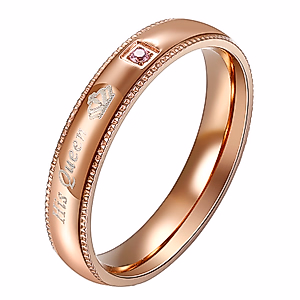 OIDEA His Queen Stainless Steel CZ Wedding Ring Bands Matching Sets for Couples Valentines Day Promise Gifts,Size 7