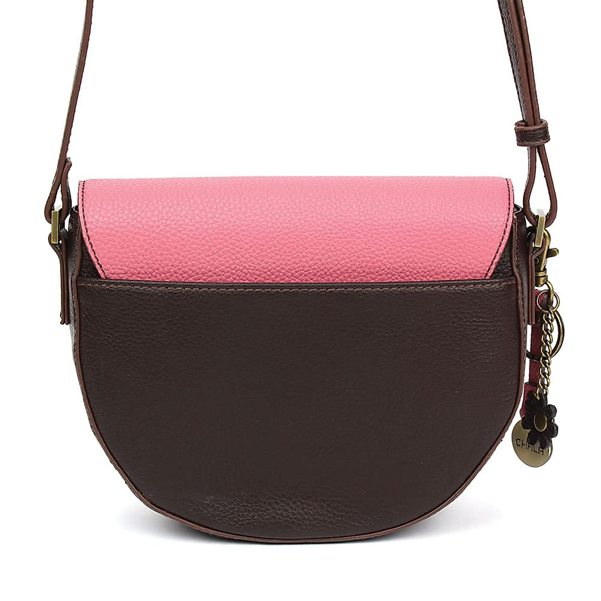 Chala Half Moon Organizer Crossbody Cell Phone Purse-Women Faux Leather Multicolor Handbag with Adjustable Strap - Butterfly Pink