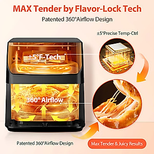 Beelicious® 5.8QT Large Air Fryer, 12-in-1 Digital Airfryer with Clear Window, 40+ Recipes, Flavor-Lock Tech, Shake Reminder, Compact, Quiet, Dishwasher Safe, Nonstick, Fit for Family of 2-5, Black