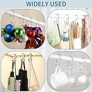 Goowin Shower Curtain Hooks, 12 Pcs Shower Curtain Rings, Durable Rust Proof Silver Shower Curtain Hooks, Shower Rings for Curtain, Double Glide Shower Curtain Hooks for Shower Curtain Rods, Chrome