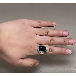 925 Sterling Silver Lucifer Morningstar Ring ~ Cat's Eye / Black Onyx Natural Gemstones ~ Statement Ring TV Show Jewelry ✬✬✬By Fantasy World✬✬✬ (Black Onyx, 11 US size)