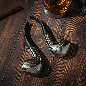 Pipe Whiskey Chillers, Gentlemen Pipe Set of 2 by The Wine Savant - Stainless Steel Whiskey Stones, Rocks for Scotch, Bourbon, Brandy, Home Bar Decor Gifts Accessories, Birthdays, Bachelor Parties