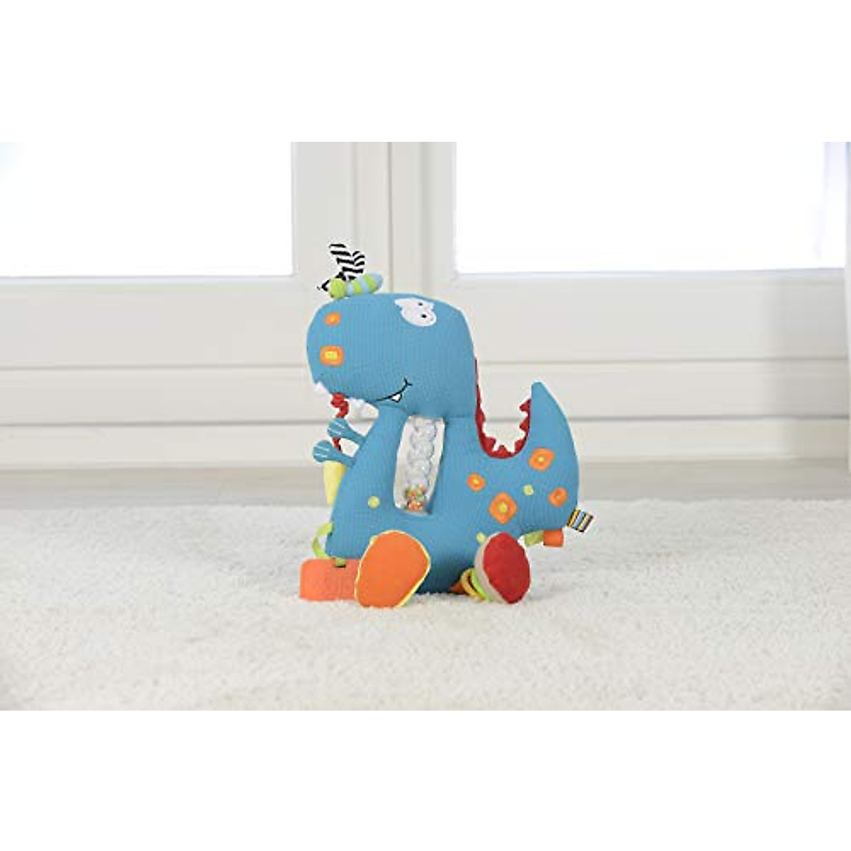 Dolce Play and Learn Dino Interactive Stuffed Animal Plush toy 14", educational sensory holiday gift for kids