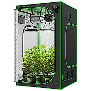 VIVOSUN S448 4x4 Grow Tent, 48"x48"x80" High Reflective Mylar with Observation Window and Floor Tray for Hydroponics Indoor Plant for VS4000/VSF4300