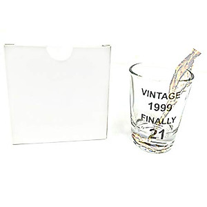 21st Birthday Shot Glass -21st Birthday Gifts- Finally 21 (1999)- 21st Birthday for Him/Her Compliments Birthday Decorations