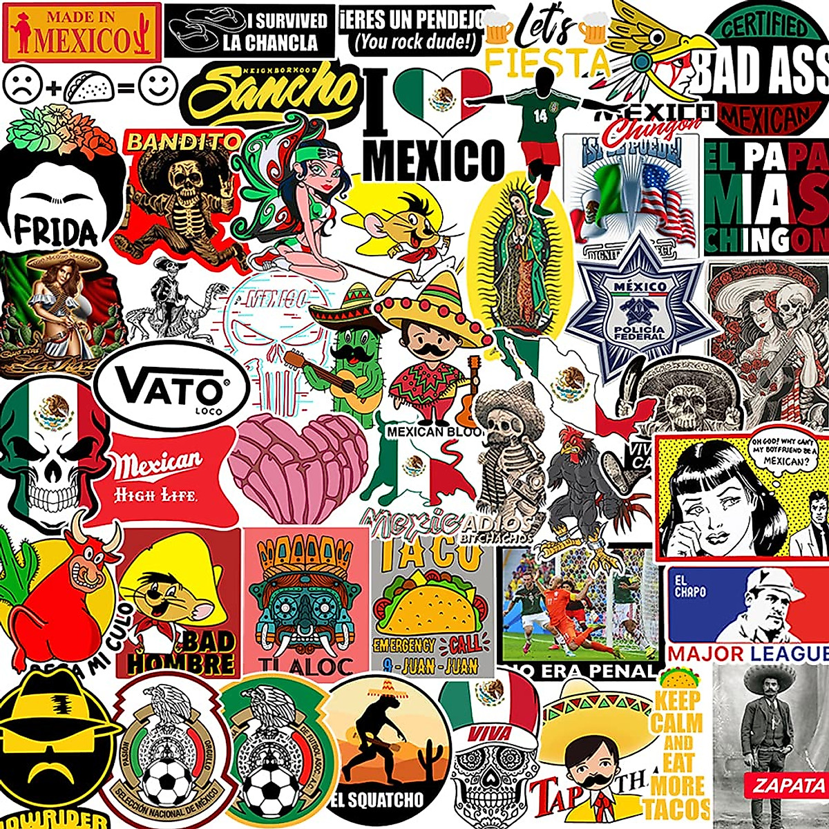 100pcs Mexican Hardhat Stickers, Funny Vinyl Mexico Tool Box Stickers, Design for Helmet Hood Laptop Water Bottle, Mexico Pride Patriotic Decals for Men Adults Ironworkers Lineman Oilfield Electrician