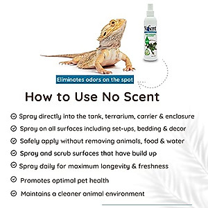 No Scent Reptile Tank Cleaner Spray & Pet Odor Management for Bearded Dragon, Turtle, Lizard Terrarium Freshener (2 Fl Oz / 59 mL)