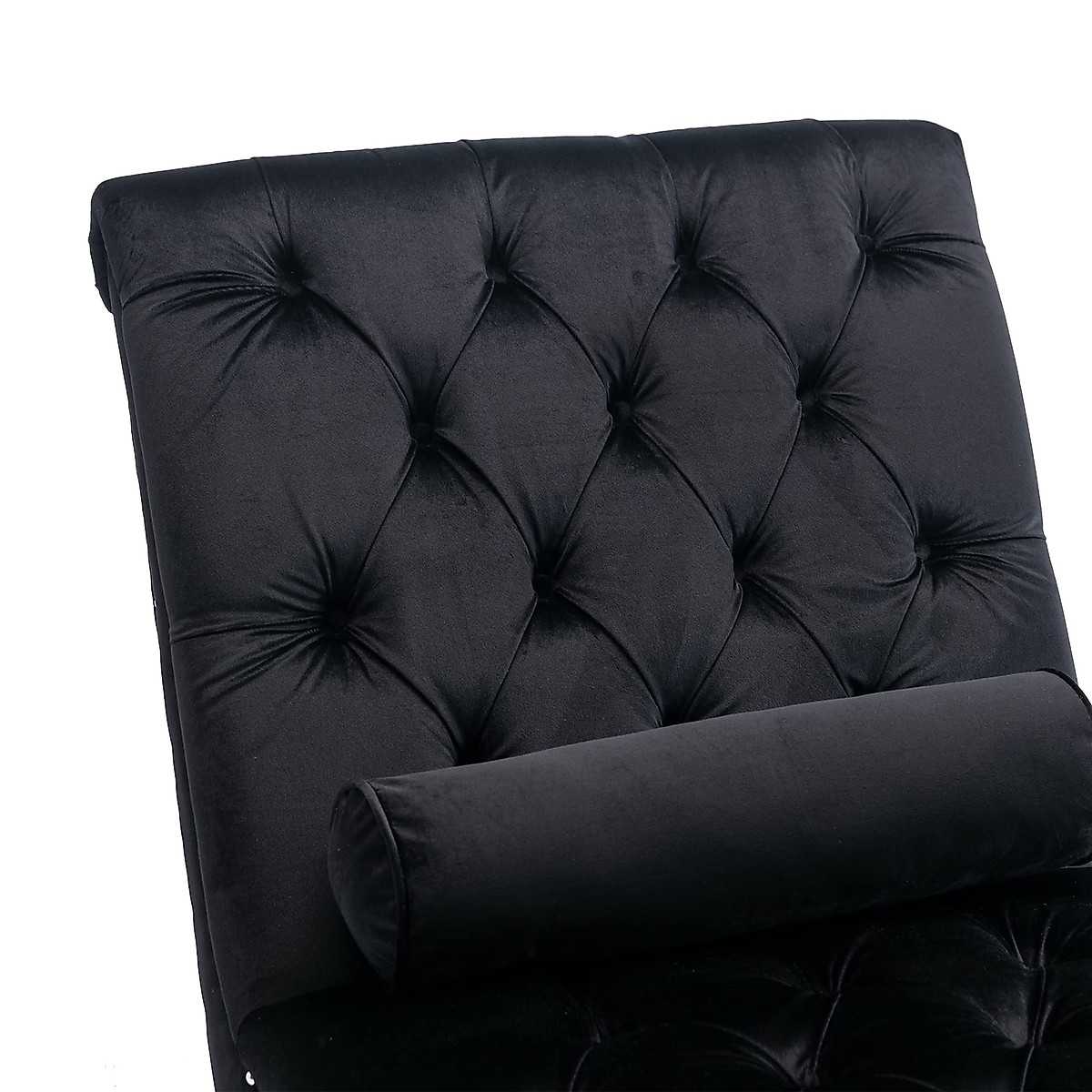 Leisure Velvet Concubine Sofa Accent Sofa Chaise Reclining Lounger Barrel Sofa with Acrylic Feet (Black)