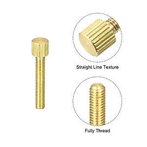 uxcell Knurled Thumb Screws, M4x25mm Flat Brass Bolts 7mm Dia.Grip Knobs Fasteners for PC, Electronic, Mechanical 8Pcs