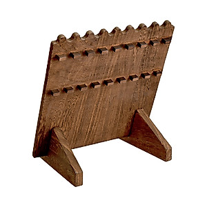 Ikee Design Set of 2 Wood Necklace Jewelry Display Stand for 8 Necklaces, Necklace Display Holder Organizer, Brown Color