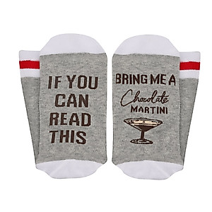 GJTIM 2 Pairs Cocktail Socks If You can Read this Bring Me A Chocolate Cocktail Socks Novelty Gifts for Drinking Lovers