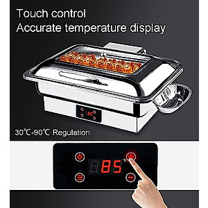 Buffet Server and Warming Tray, Hot Plates Warmer for Keeping Food Warm, 9L 13L Electric Chafing Dishes with Touch Display, 600W Fast Heating (13l 1/2size)