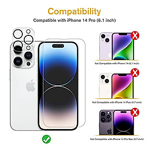 Hocents. [2+2 Pack] Tempered Glass Screen Protector Compatible with iPhone 14 Pro 6.1 inch with Camera Lens Protector [Auto-Alignment Tool] [EZ Kit] [Anti-Scratch] [Case Friendly] [HD Clear]
