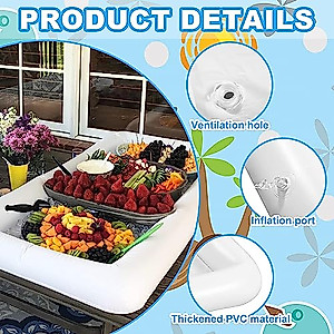 Inflatable Ice Serving Buffet Bar with Drain Plug - BBQ Picnic Pool Party Supplies Buffet Salad Food & Drinks Tray for Party Picnic & Camping (Pack of 1, 53 * 25,6 inches)