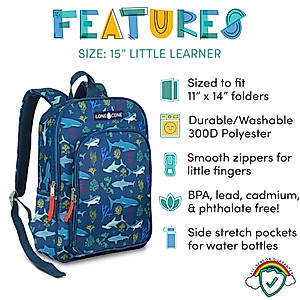 Lone Cone Kids' 15" Backpack for Boys & Girls in Preschool, Kindergarten, Shark School