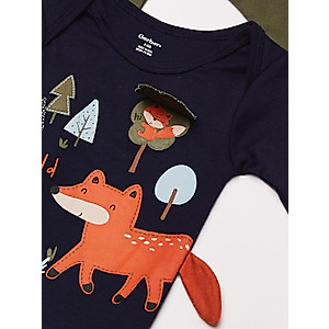 Gerber Baby Boy's 5-Pack Long-Sleeve Onesies Bodysuit, Blue Fox, Newborn