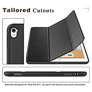 MoKo Case Fit iPad Pro 9.7 with Apple Pencil Holder - Slim Lightweight Smart Shell Stand Cover Case with Auto Wake/Sleep Fit Apple iPad Pro 9.7 Inch 2016 Tablet, Black