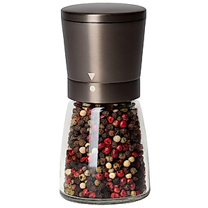 Pepper Grinder or Salt Shaker for Professional Chef - Best Spice Mill with Brushed Stainless Steel, Special Mark, Ceramic Blades, and Adjustable Coarseness (Dark Bronze)