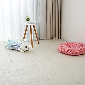 Coolcandy EVA Foam Play Mat, 16 Tiles Colorful Baby Play Mat, Square Kids Playmat with Solid Colored, 0.4" Thickened Interlocking Foam Floor Tiles, Puzzle Play Mat for Baby Crawling, Playing (White)