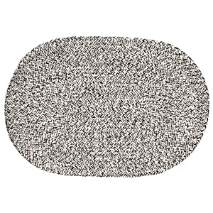 Super Area Rugs Farmhouse Braided Rug Cotton Kitchen Reversible Carpet, Black & White, 4' X 6' Oval