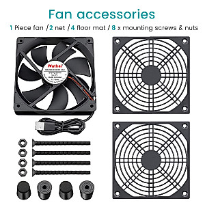 Wathai Cooling Case Fan for Receiver DVR Xbox TV Box Router 120mm x 25mm 5V USB Power