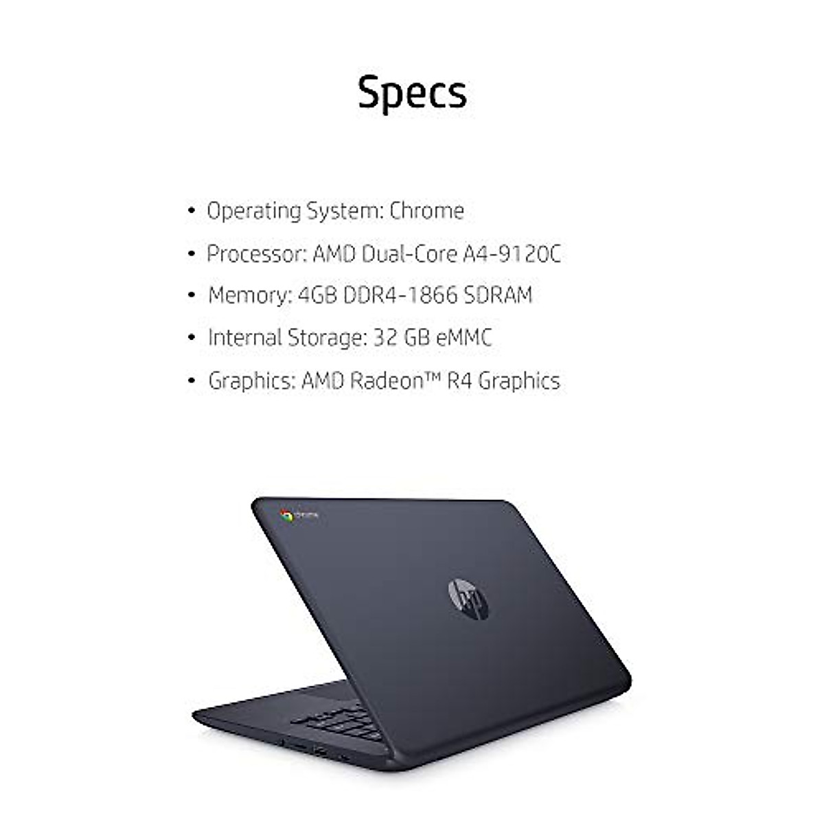 HP Chromebook 14-db0043wm - AMD A4-9120C, AMD Radeon R4 Graphics, 4 GB SDRM, 32GB eMMC, Audio by B&O, Full HD Display, Ink Blue (Renewed)