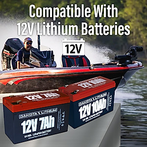 Dakota Lithium - 12V 3 Amp LiFePO4 Deep Cycle Battery Charger - Works with all 12V Dakota Lithium Batteries, Input 100-240 volts, 50/60HZ, Output 14.4 volts 3.0 Amps, Smart BMS Communication - 1 Pack