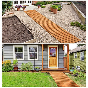 Tatuo 1 Pack 8 FT Wooden Garden Pathway Roll Out Straight Walkway Outdoor Path Wood Flooring Boardwalk Pavers for Garden Backyard Patio Beach Outdoor Wedding Party, 8' L x 17" W
