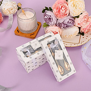 32 Pcs (16 Packs) Rose Flower Shape Drinking&Coffee Spoon Teaspoons for Wedding Gift Tea Party Souvenir or Bridal Shower Favors for Guests with Individual Package