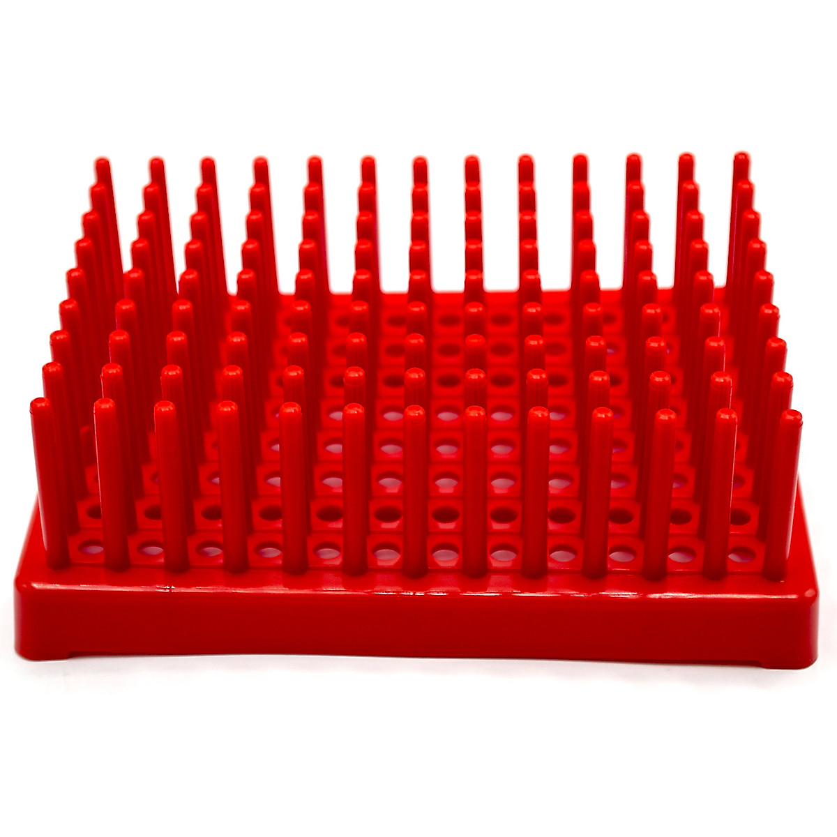 EISCO Red Plastic Test Tube Peg Drying Rack Holds 96 13mm Test Tubes Labs