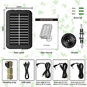 VANBAR Trail Camera Solar Panel, Solar Battery Charger Kit 6V 9V 12V with Compass, 4000mAH Rechargeable Battery IP66 360 Hunting Accessory Deer Feeder