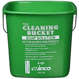 Winco PPL-6G Cleaning Bucket, 6-Quart, Green Soap Solution (Set of 2)
