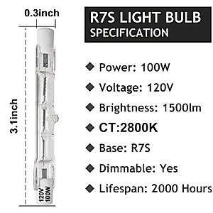JJHXSM 6pcs R7S J78 Halogen Light Bulbs 120V 100W Tungsten Filament Double Ended Halogen Light Bulbs