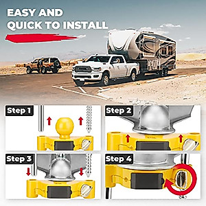 KEMIMOTO Upgrade Code Trailer Hitch Lock Anti Theft Universal Coupler Ball Tow Adjustable Storage Security Heavy-Duty Steel with Combination Design for 1-7/8 Inch, 2 Inch, 2-5/16 Inch Couplers Yellow
