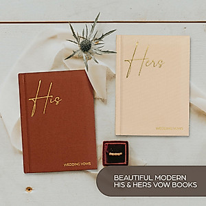 Elegant Linen Wedding Vow Books With Gold Foil Lettering - Perfectly Sized His and Hers Vow Books With Plenty Of Pages To Write Whatever is on Your Heart - A Beautiful Addition For The Wedding Day